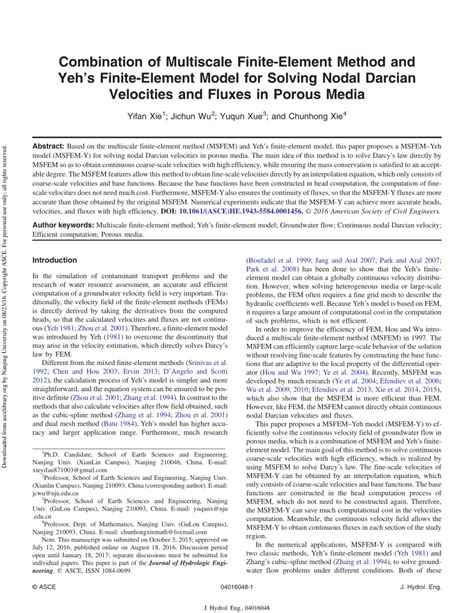 Pdf Combination Of Multiscale Finite Element Method And Yehs Finite Element Model For Solving