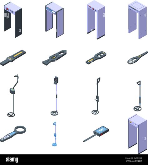 Metal Detector Icons Set Isometric Set Of Metal Detector Vector Icons For Web Design Isolated