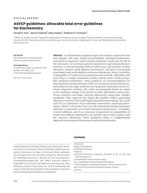 Pdf Asvcp Guidelines Allowable Total Error Guidelines For
