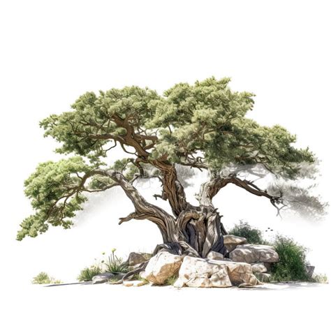 Detailed Botanical Illustration Of A Tree On A White Background Generative Ai Stock Image