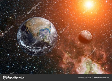 Galaxy Moon Earth View