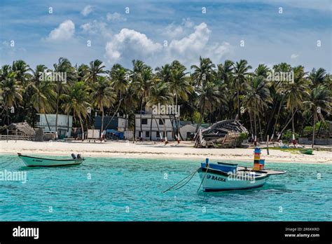 Little Boats Before A Palm Fringed White Sand Beach Agatti Island