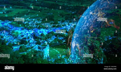 Modern Cityscape And Communication Network Concept Telecommunication Iot Internet Of Things