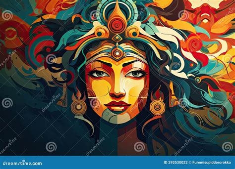 Indian Mythology Symbols And Deities In Abstract Style Abstract