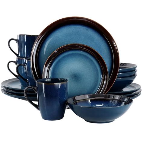 Gibson Elite 16 Piece Priya Reactive Glaze Stoneware Dinnerware Set In