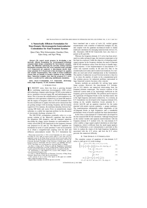 pdf a numerically efficient formulation for time domain electromagnetic semiconductor