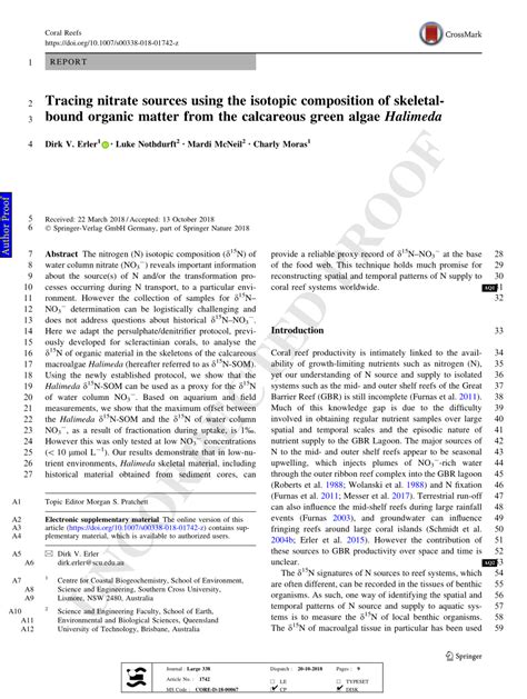 Pdf Tracing Nitrate Sources Using The Isotopic Composition Of