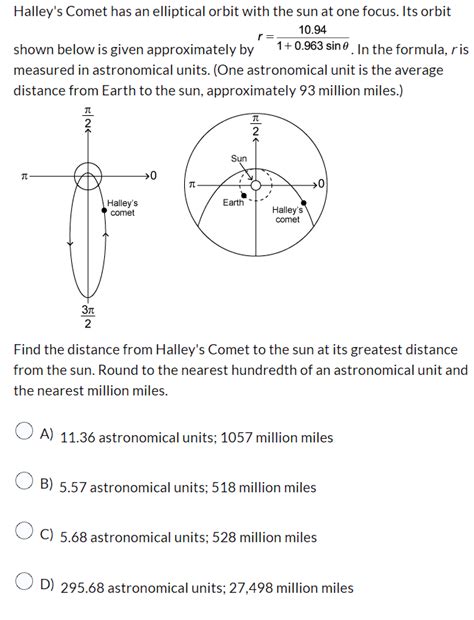 Halleys Comet Has An Elliptical Orbit With Th Solvely