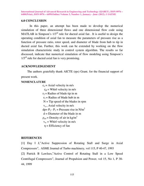 Numerical Simulation Of Flow Modeling In Ducted Axial Fan Using Simpson