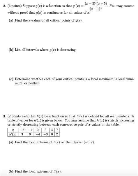 solved 2 6 points suppose g x is a function so that
