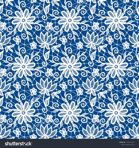 Seamless Blue Lace Background With Floral Pattern Laceblueseamlesspattern Lace Background