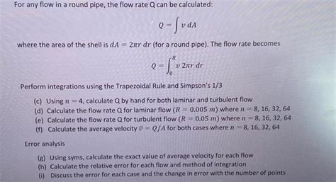 Solved Problem The Volume Flow Rate Through A Pipe Chegg