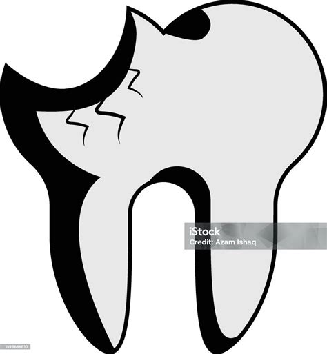 금이 간 치아 증후군 개념 크라운 부러진 치아 벡터 아이콘 디자인 틀니 기호 구강 건강 관리 기호 치과 기구 스톡 일러스트레이션 건강 진단에 대한 스톡 벡터 아트 및 기타