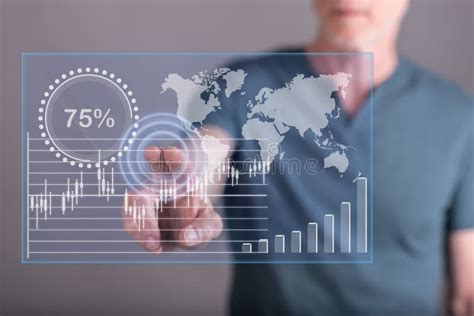 Man Touching A Digital Graph On A Touch Screen Stock Photo Image Of Tech Analysis