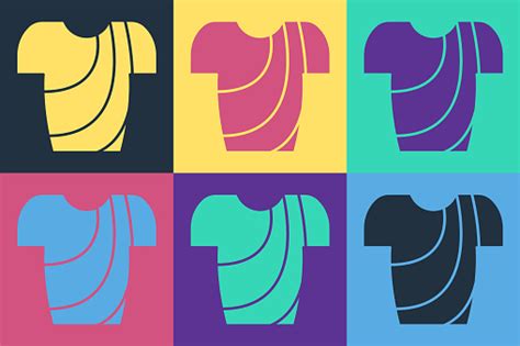 컬러 배경에 고립 된 팝 아트 사이클링 티셔츠 아이콘 사이클링 저지 자전거 의류 벡터 Championship에 대한 스톡 벡터 아트 및 기타 이미지