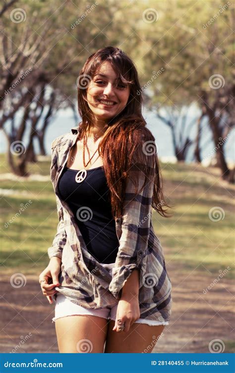 Beautiful Young Greek Girl In Park Stock Image Image Of Fashion