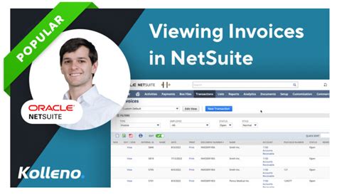 Netsuite Tutorial How To View Invoices In Netsuite Kolleno