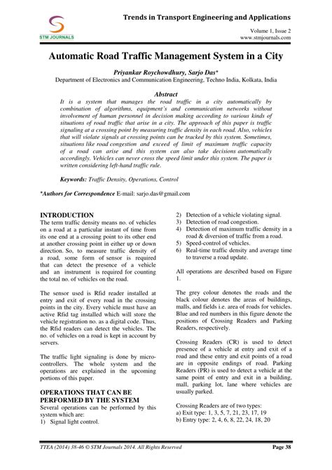 Pdf Automatic Road Traffic Management System In A City