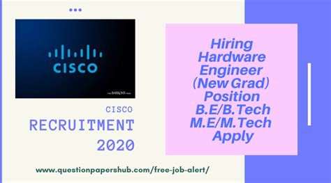 Cisco Recruitment 2020 Hiring Hardware Engineer New Grad Position B E B Tech M E M Tech Apply