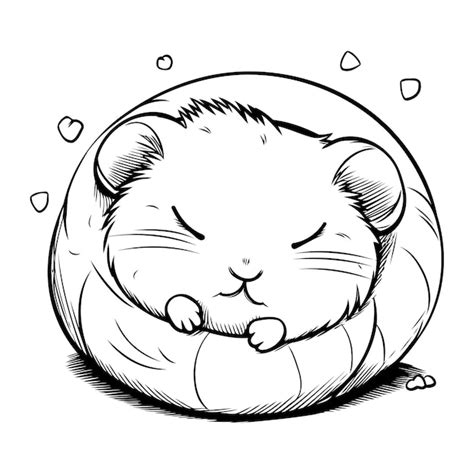 Premium Vector Black And White Cartoon Illustration Of Cute Cat