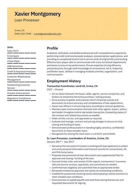 Loan Processor Resume Example And Writing Guide