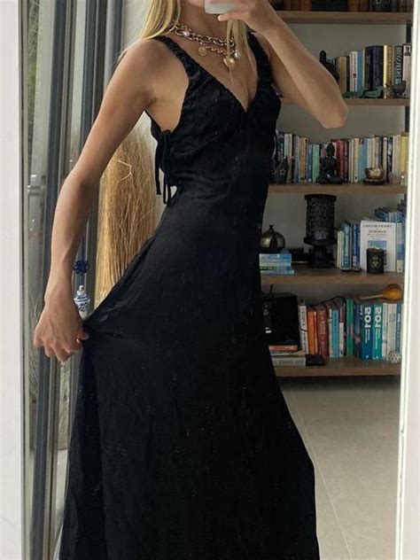 Sexy Black Satin Maxi Dress Backless Dress Perfect Depop