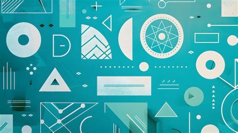 Turquoise Tones Geometric Pattern Of Mathematical Symbols Premium Ai Generated Image