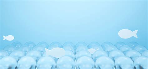 파스텔 배경 장면에서 파란색을 3d로 합니다 배너 쇼케이스 디자인에 대한 3d 렌더링 추상적 인 창조적 인 아이디어는 유리 거품 물 와 최소한의 여름 해변 물고기 만화 물에