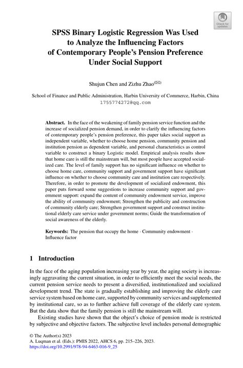 Pdf Spss Binary Logistic Regression Was Used To Analyze The Influencing Factors Of