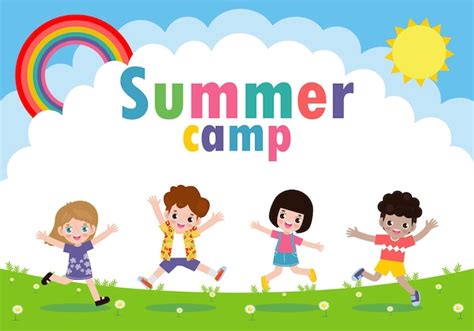 여름 캠프 키즈 프리미엄 벡터