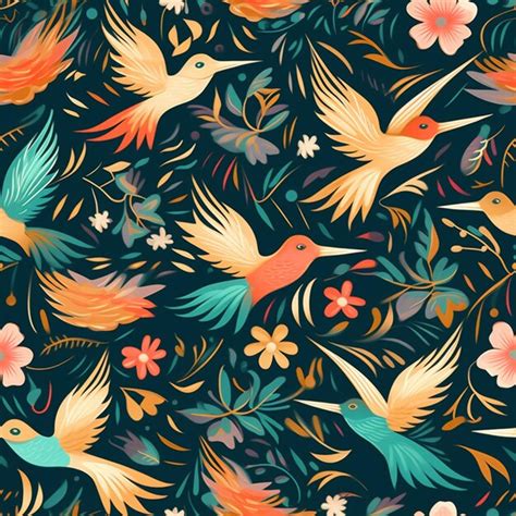 Premium Photo A Close Up Of A Colorful Bird Pattern On A Dark