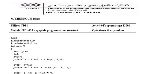 td1 language programmation c e 001 الملفات ويتود
