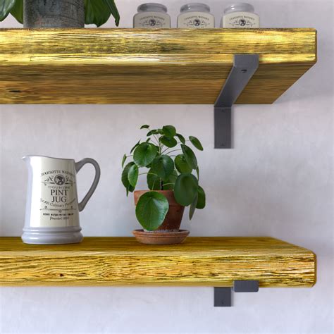 Rustic Shelf With Industrial Lipped Brackets 15cm Depth