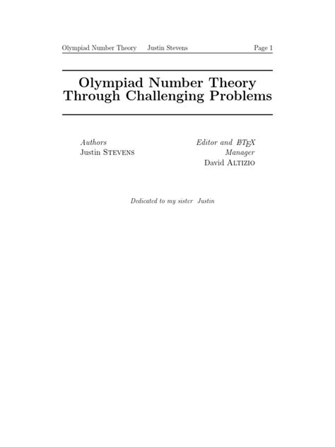 Olympiad Number Theory Pdf Pdf