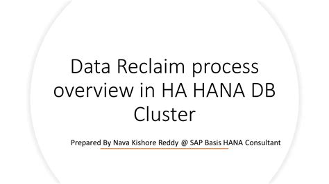 Hana Data And Log Reclaim Procedure In Ha Db Clusterpdf