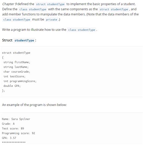 Solved Chapter 9 Defined The Struct StudentType To Implement Chegg