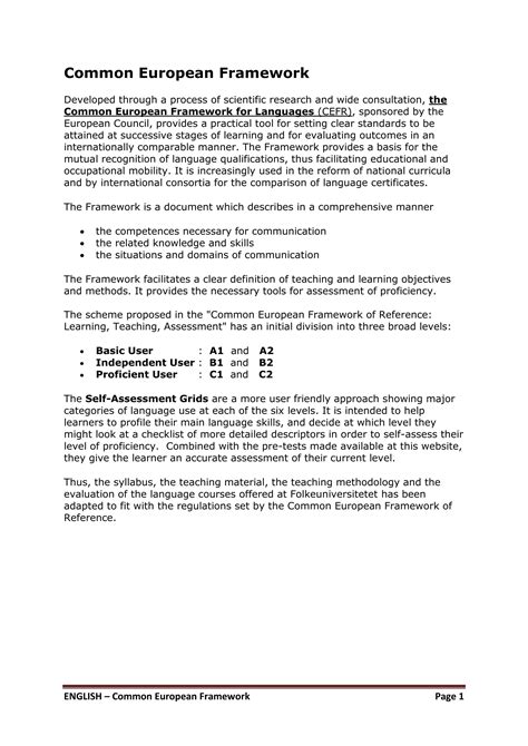 Common European Framework Of Reference Cefr Pdf
