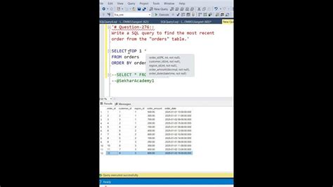 Sql Interview Question 276 Shorts Ytshorts Youtubeshorts Sql