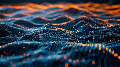3d Render Of Complex Data Visualization With Glowing Blue And Orange