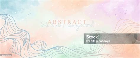 추상 수채화 배경입니다 무지개 색조 수채화와 라인 아트가 있는 벽지 디자인 벡터 일러스트 레이 션에 대 한 Prints Cover Background Wall Art And