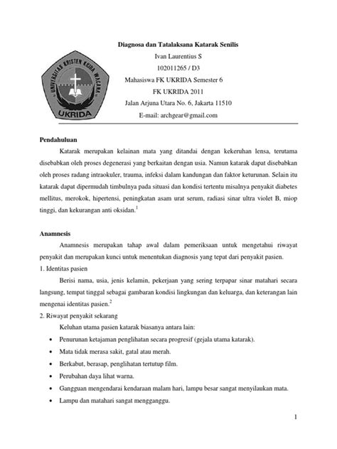 Diagnosa Dan Tatalaksana Katarak Senilis Pdf