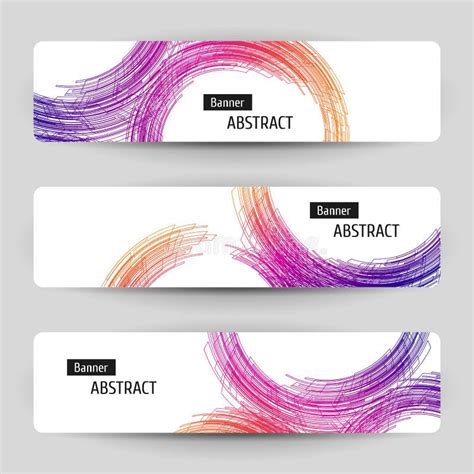 Banner Set With Abstract Linear Design Stock Vector Illustration Of