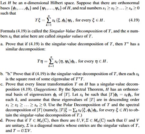 Solved Let H Be An N Dimensional Hilbert Space Suppose That