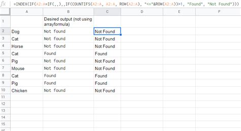 If Statement Google Sheets ARRAYFORMULA Combined With MATCH Back Range Search Stack Overflow