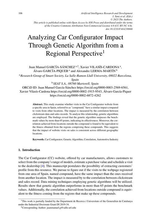Pdf Analyzing Car Configurator Impact Through Genetic Algorithm From