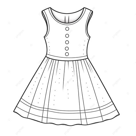우아한 그림 기본 간단한 귀여운 만화 드레스 개요 흰색 배경에 고립 어린이 색칠 페이지 Png 일러스트 및 이미지 에 대한 무료 다운로드 Pngtree
