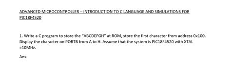 Solved Advanced Microcontroller Introduction To C Language