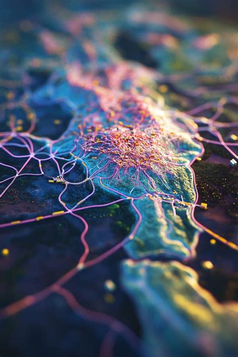 A Vibrant 3d National Map With Railway Networks And Spatial Gis Data Overlays Stock