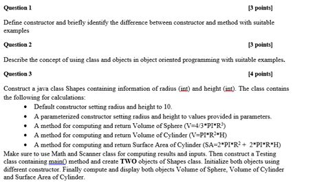 Solved Question 1 3 Points Define Constructor And Briefly