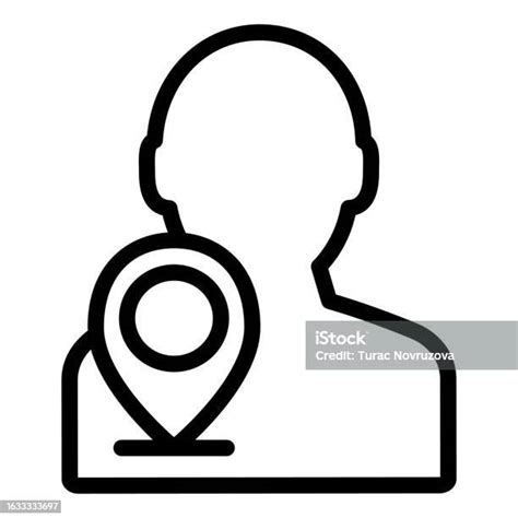 맨 라인 아이콘이 있는 지도 포인터입니다 흰색으로 분리된 사람 위치 벡터 그림 를 위해 설계된 사람 윤곽선 스타일이 있는 탐색 핀 Eps 10 12 23 개월에 대한 스톡